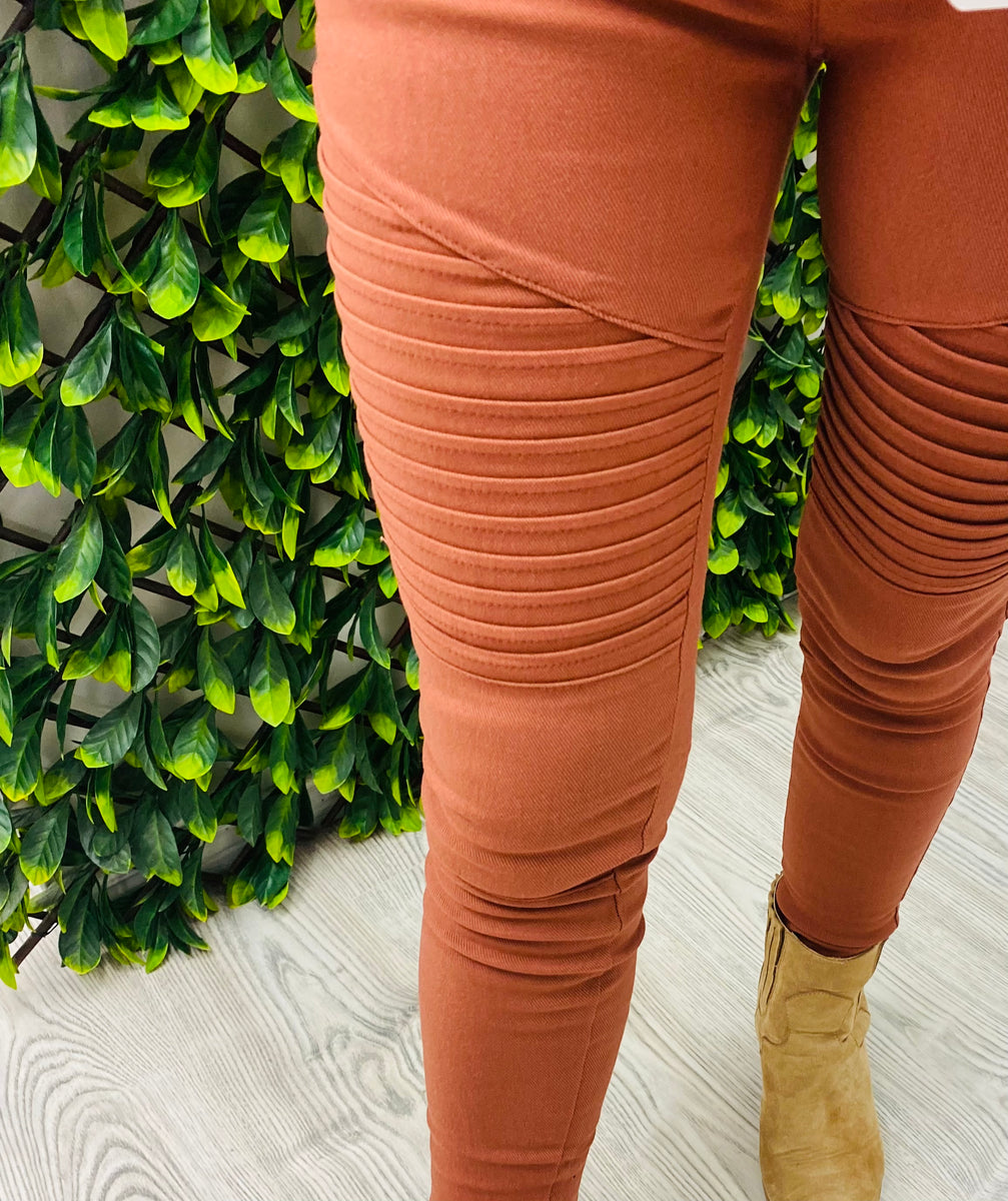 Rust Fabric biker panel legging – New About Towne